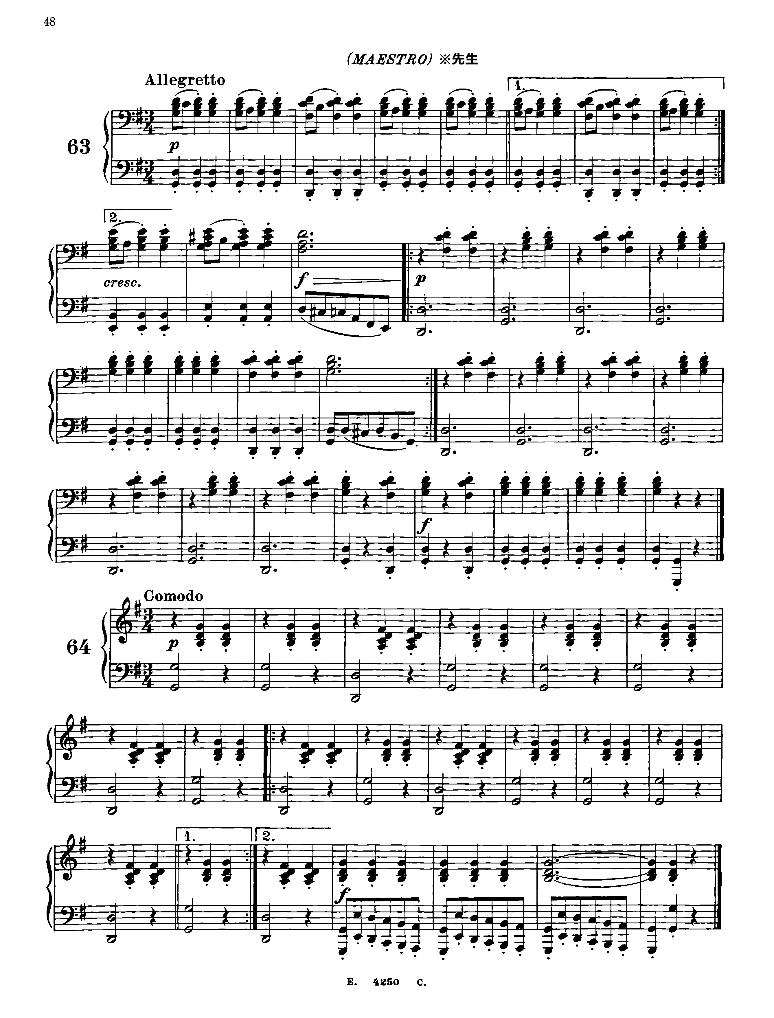 [PIANO]Ferdinand Beyer : Elementary Method for Piano Op.101 No.63[Free ...